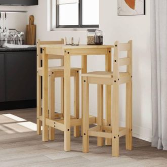 vidaXL Ensemble de bar 3 pcs Bois de pin massif Vidaxl