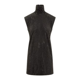 Sportmax Femme, Robes, Noir, Taille: 42 FR Embellished Turtleneck Mini Dress