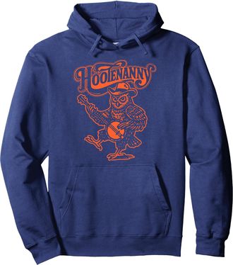 Giant Step Design Co. Hootenanny! Funny Banjo Owl Country Bluegrass Cottagecore Pullover Hoodie