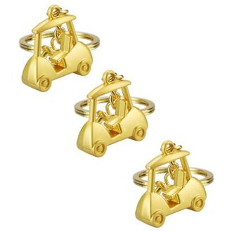NUOBESTY Lot de 3 Porte-Clés en Métal Doré de Voiturette de Golf Pendentifs Légers pour Clés Décorations à Suspendre et Matériel de Bricolage pour Loisirs Créa