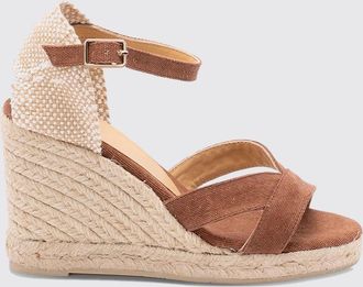 Castaner Espadrilles compens&eacute;es Bruna en toile de coton avec bout ouvert et bride de cheville