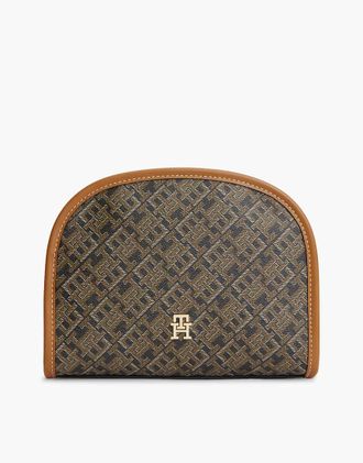 Tommy Hilfiger Hilfiger icon th trousse de toilette imprim&eacute; monogramme en marron clair-Noir