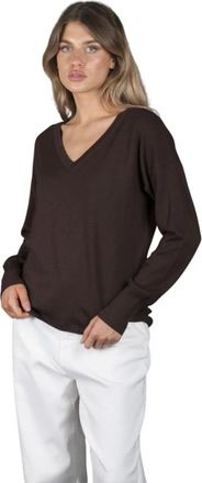 Moorer Femme, Pulls, Brun, Taille: 36 FR Pull col en V Varenna