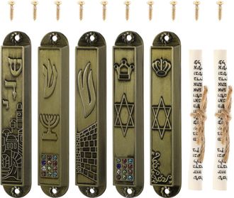 BESPORTBLE PAMINGONO 5 St&uuml;ck Teiliges Metall Mezuzah mit Antikem Design Religi&ouml;se T&uuml;rdekoration und Haussegen Leichtes Dekoratives Judaica Ornament f&uuml;r Gebet und
