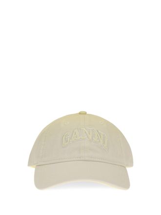 Ganni Womens Baseball Cap Lemon Meringue Cotton Hat