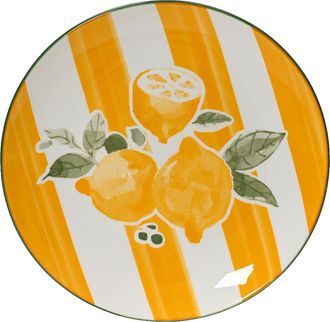 Decoris Frühstücksteller 19cm Porzellan mit Zitronen Motiv - Frühstücksgeschirr Teller - Essteller Kuchenteller Dessertteller Speiseteller - Sommer Geschirr G