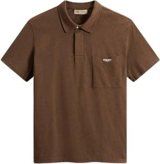 Woolrich Homme, Tops, Brun, Taille: M Slub Logo Polo