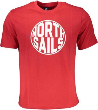 North Sails Rotes Baumwoll-Print-Logo-T-Shirt - - Tops - Herren - Rot - M