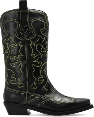 Ganni Femme, Chaussures, Noir, Taille: 39 EU Bottes Western Brod&eacute;s