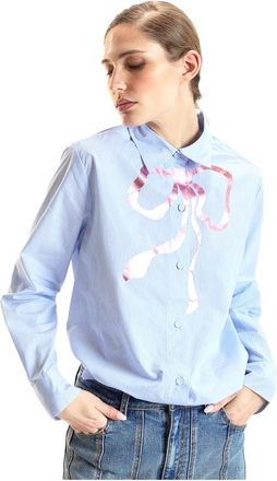 Cynthia Rowley Femme, Blouses et Chemises, Bleu, Taille: 42 FR Metallic Printed Bow Shirt