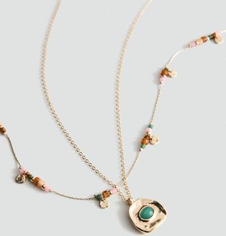 Mango Collier double combin&eacute; or - Femme - Taille unique - MANGO