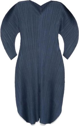 Issey Miyake Femme, Robes, Bleu, Taille: 38 FR Robe à ourlet asymétrique et col en V