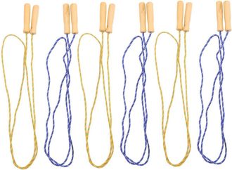 Cabilock 6 Stück Teiliges Springseil Holzgriff Verstellbares Fitness springseil für Gewichtsverlust und Ausdauertraining Robustes Sportgerät für Outdoor übunge