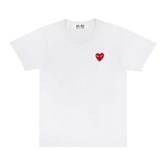 Comme Des Gar&ccedil;ons Rotes Herz Emblem Baumwoll T-Shirt - - Tops - Herren - Wei&szlig; - S