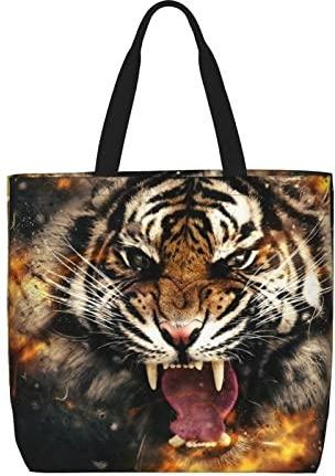 Generic Sac Fourre-Tout Tigre Sac &Agrave; Bandouli&egrave;re En Toile Lavables R&eacute;utilisable Sacs En Toile Pour Femmes, Pour Voyage, &Eacute;cole, Burea, Femmes