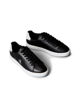 Calvin Klein Sneaker CALVIN KLEIN LOW PRO CUP LACEUP LTH MOIRE, Damen, Gr. 38, schwarz, wei&szlig;, Leder, Lederimitat, unifarben mit Farbeinsatz, Schuhe Sneaker, Halbsc