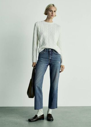 Mango Gerade Jeans Blanca in Cropped-L&auml;nge dunkelblau - Damen - 38 - MANGO