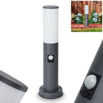 HOFSTEIN Sockelleuchte Caserta, Au&szlig;enwegeleuchte mit Bewegungsmelder aus Metall/Kunststoff in Anthrazit/Wei&szlig;, moderne Wegeleuchte f&uuml;r Garten, Au&szlig;enbereich, Hof