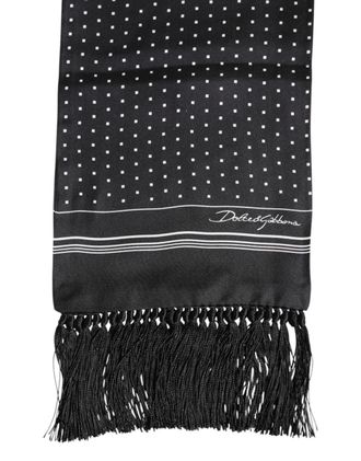 Dolce & Gabbana Mens Polka Dot Silk Foulard Scarf Black