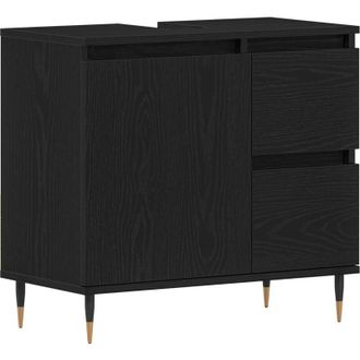 vidaXL Vidaxl - Cabinet de salle de bain avec tiroir Chêne noir 65 x 33 x 60 cm