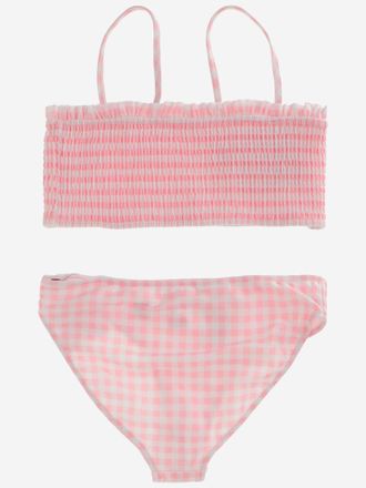 Polo Ralph Lauren Girls Swimsuit Check Pattern Pink Body: Recycled Nylon Swimsuits Sea Clothing