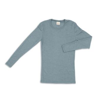 Engel Naturel, t-shirt à manches longues, laine et soie pour homme, Bleu montagne, 54-56