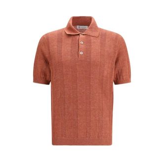 Brunello Cucinelli Homme, Tops, Orange, Taille: M Linen Crewneck SweaT-shirt