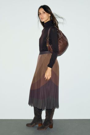 Gerard Darel Jupe pliss&eacute;e color block - TARYN - Marron
