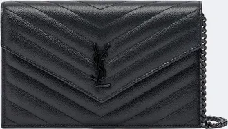 Saint Laurent Portefeuille &agrave; cha&icirc;ne Cassandre Envelope en cuir