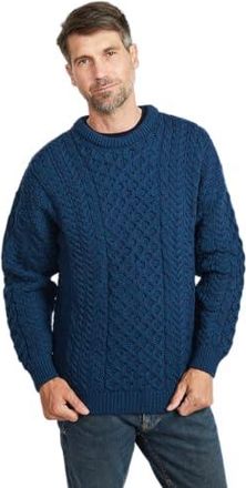 Aran Woollen Mills Pull Aran Woollen Mills pour Homme, bleu, M