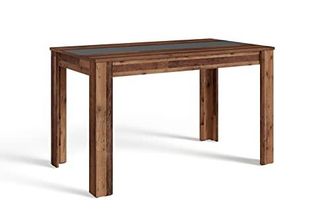 Byliving Esszimmertisch NORI/Altholz-Optik dunkel-braun/Mittelplatte anthrazit/kompakter K&uuml;chentisch/Esstisch 140 cm breit/Tisch 18 mm Dicke Tischplatte / 140 