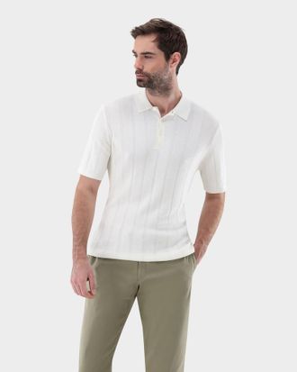 van Laack Strick-Poloshirt mit Jacquard Streifen