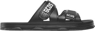 GCDS Gcds, Femme, Chaussures, Noir, Taille: 43 EU Slides Plates avec Logo Imprim&eacute;
