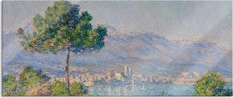 Pixxprint Glasbild Panorama, Wandbild aus Echtglas, Claude Monet - Antibes vue du plateau Notre Dame, 100x40 cm, inkl. Aufhängung und Abstandshalter