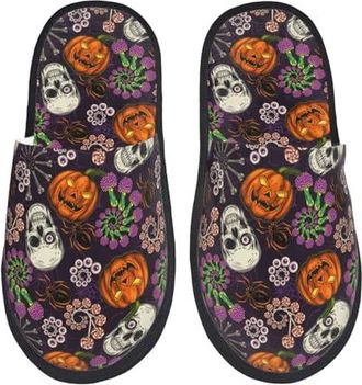 Generic Halloween Avec Cr&acirc;ne Homme Femme Slippers Confortable Chaussons Respirantes Pantoufles Pour Hiver Int&eacute;rieur Ext&eacute;rieur L
