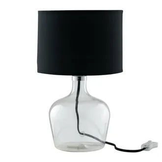 Luce-Ambiente-Design Hendrix Glass Table Lamp With Black Fabric Lampshade