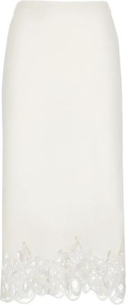 Fabiana Filippi Femme, Jupes, Blanc, Taille: 36 FR Jupe midi en laine vierge avec bordure en dentelle