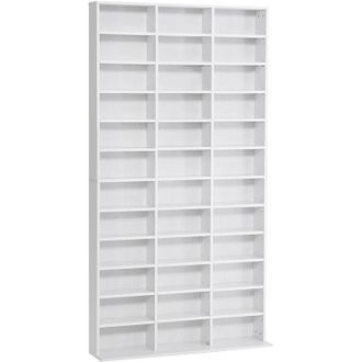 HOMCOM Homcom - Biblioth&egrave;que &eacute;tag&egrave;re CD/DVD 102 x 24 x 195 cm - 33 compartiments r&eacute;glables - Mat&eacute;riau MDF robuste - Charge max. 50 kg