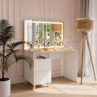 Vicco Schminktisch Karen, Wei&szlig;/Artisan, 110 cm mit LED-Spiegel, Vicco