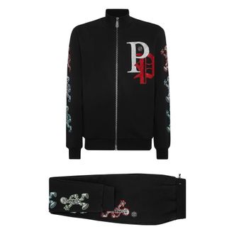 Philipp Plein Homme, Combinaisons et Ensembles, Noir, Taille: 3XL Ensemble de jogging : Sweat &agrave; capuche/Pantalon Squelette