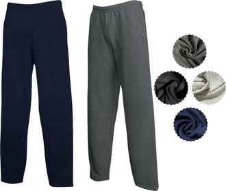 Fruit Of The Loom Herren 2er Jogginghose Set Classic Offen Leg Jog Pants M L XL XXL 3XL Verschiedene Farbsets & HLKauf-Block (1x Deep Navy, 1x Dark Heather & 1x HLKauf-