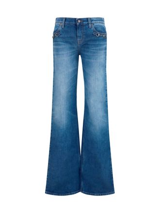 Gucci Womens Stretch Cotton Jeans With Horsebit Blue