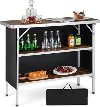 Costway Campingschrank faltbar, tragbarer Campingk&uuml;che mit 2-stoeckigen Regalen, Camping Faltschrank aus Aluminium, inkl. Tragetasche, f&uuml;r Picknick