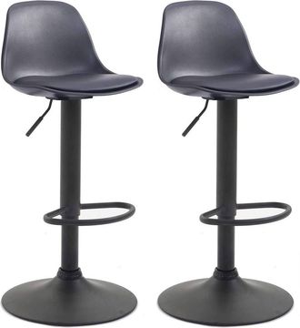 Clp 2er Set Thekenhocker Kiel Kunststoff I Barhocker Mit Polsterung Und Kunstlederbezug I Barstuhl Mit Metallgestell, Farbe:schwarz, Gestell Farbe:schwarz