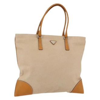 Prada Pre-owned Canvas Tote Bag - - Pre-owned - Damen - Beige - ONE SIZE