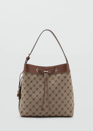 Mango Sac seau avec logo jacquard marron moyen - Femme - Taille unique - MANGO