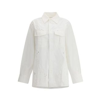 Marine Serre Sangallo Hemd mit ikonischem Stickerei - - Blouses & Shirts - Damen - Wei&szlig; - S