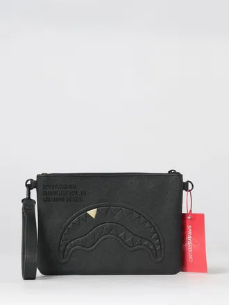 Sprayground Blacked Out Gold Tooth Clutch von aus beschichteter Baumwolle mit gepr&auml;gtem Logo