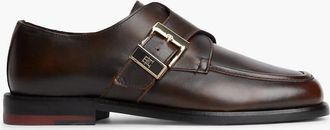 Tommy Hilfiger New York Label Leder-Loafer mit Schnalle und Mokassin-Naht in Dunkelbraun