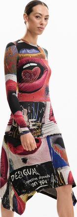 Desigual Robe &agrave; imprim&eacute; bouches - Noir